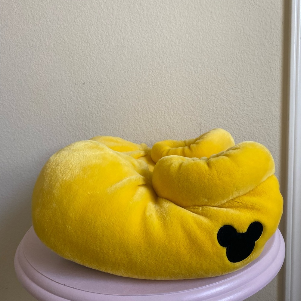 Rare Disney Yellow Mickey Mouse Plush Slippers Size X… - Gem